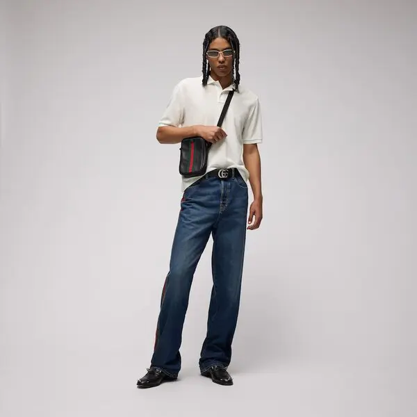 Gucci Gg Technical Jersey Jacquard Polo Shirt