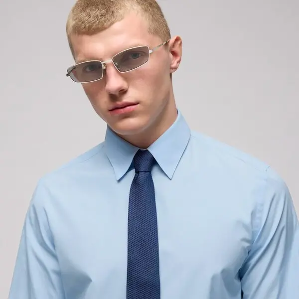 Gucci Embroidered Silk Neck Tie - Blue