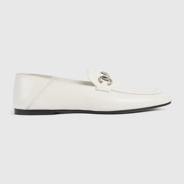 Gucci Jordaan Soft Leather Loafer With Horsebit Detail - White