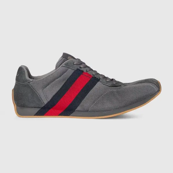 Gucci Tempo Sneaker With Web Trim - Grey