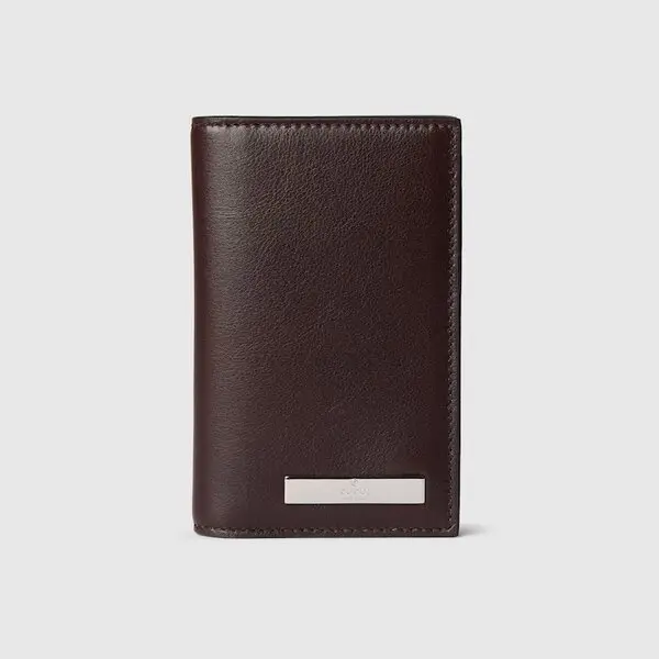 Gucci Card Case With Metal Tag - Brown