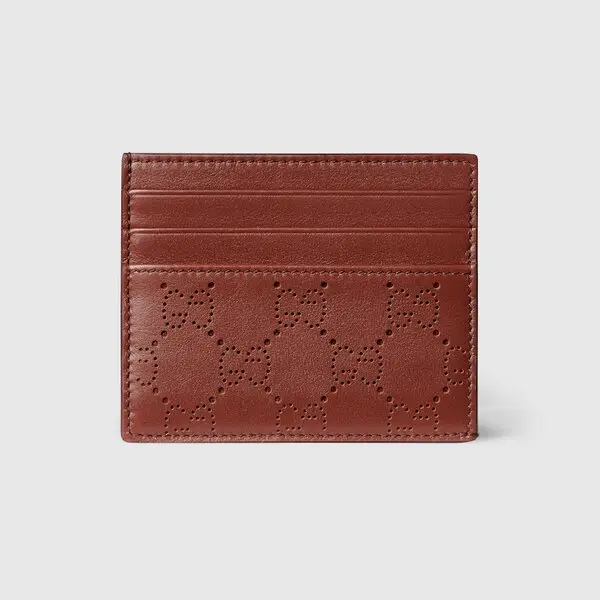 Gucci Aria Card Case Leather - Brown