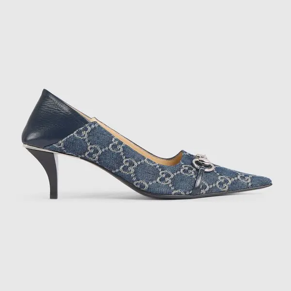 Gucci S Vittoria Pump In Gg Denim - Blue