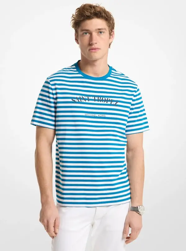 Michael Kors Saint Tropez Striped Cotton Jersey T-shirt In Size By
