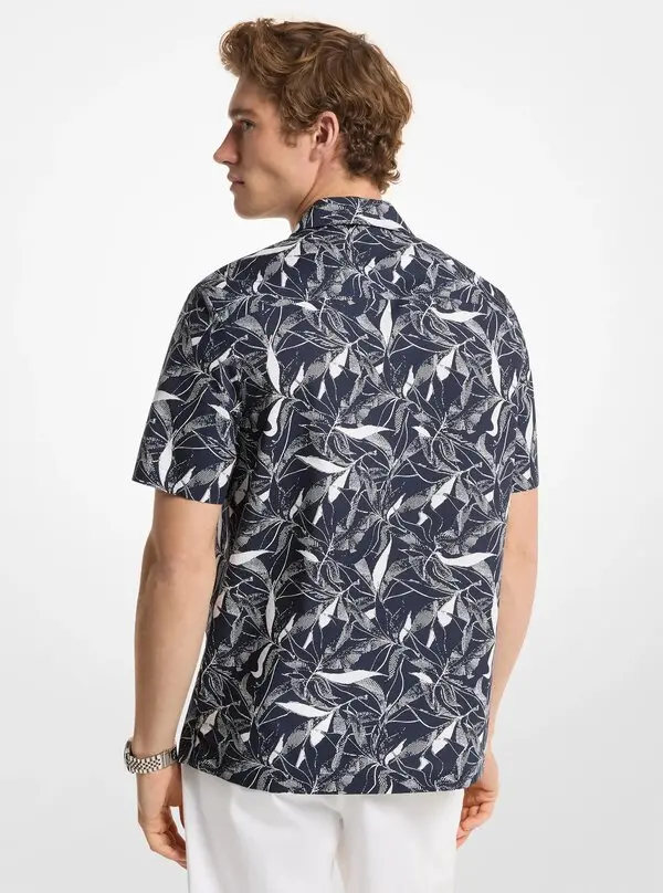 Michael Kors Floral Print Cotton Blend Shirt In Size By