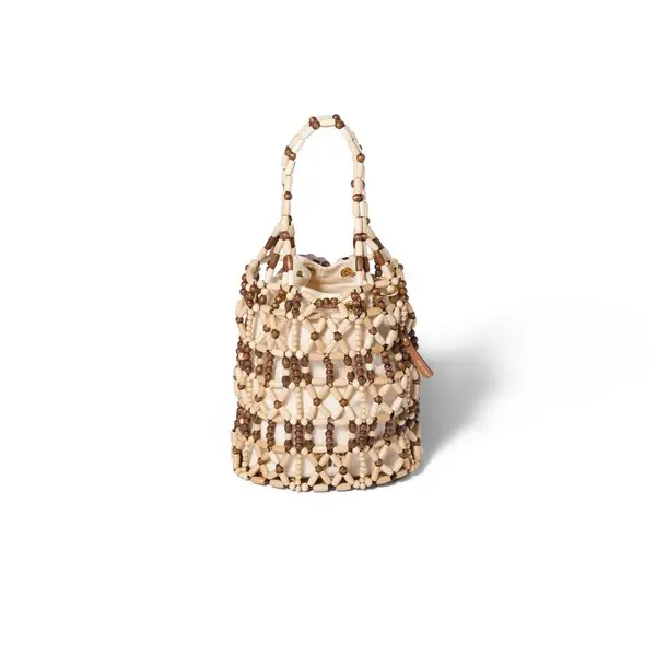 Miu Miu Beaded Bucket Bag - Natural/cocoa
