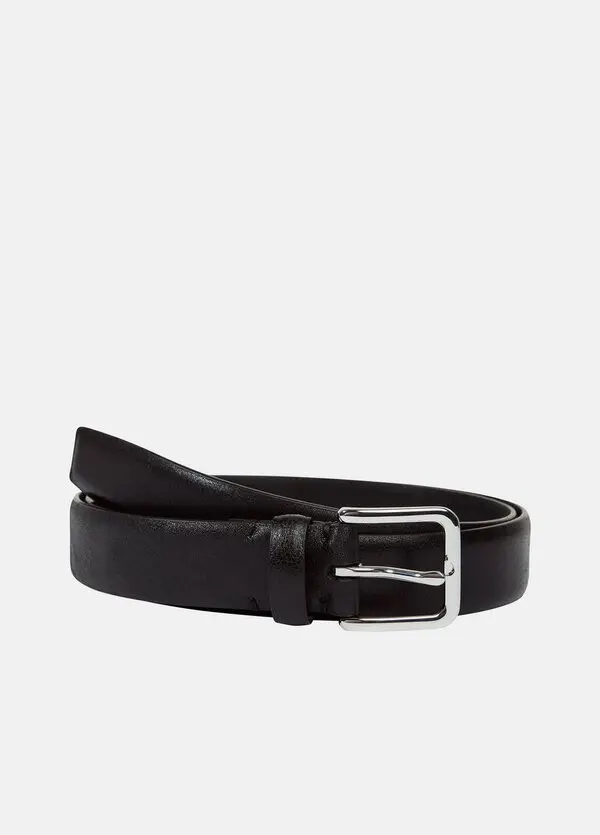 Vince Alex 30mm Polished Leather Belt - Black