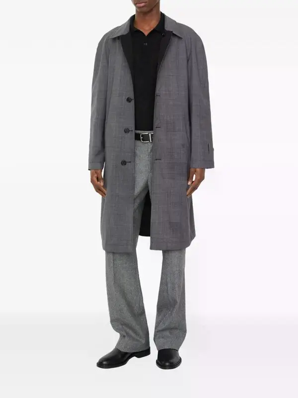 Burberry Long Reversible Check Wool Car Coat