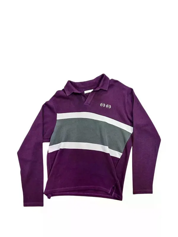 Commission Striped Embroidered Polo Shirt - Purple