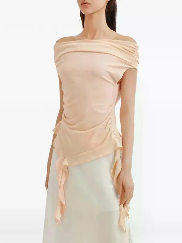 TOUT A COUP Off-shoulder Ruffled Top