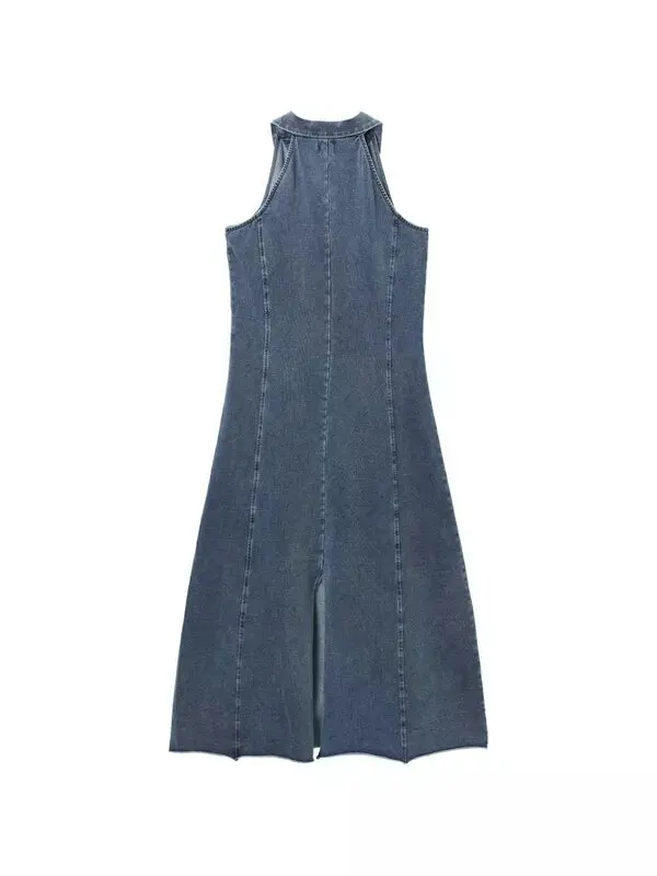 B+AB Denim Halterneck Logo-embellished Dress