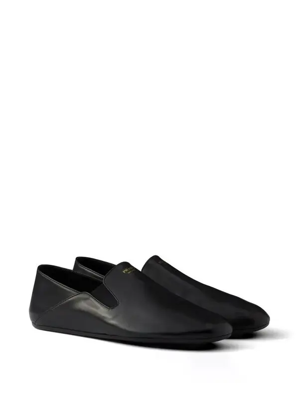 Prada Brushed Leather Collapsible Heel Loafers