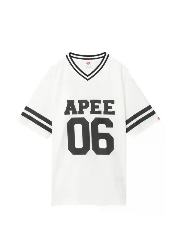 AAPE BY *A BATHING APE Logo-print V-neck T-shirt - White