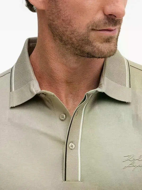Karl Lagerfeld Logo-embroidered Tipped Polo Shirt