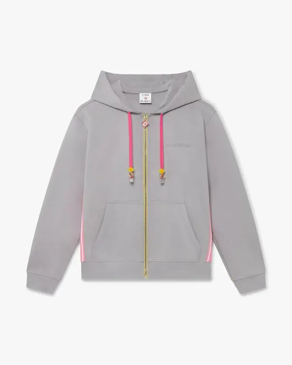 Casablanca Grey Zip-up Hooded Sweatshirt
