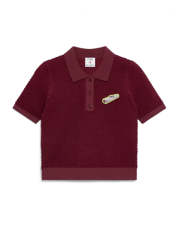 Casablanca Burgundy Jacquard Knit Polo Shirt