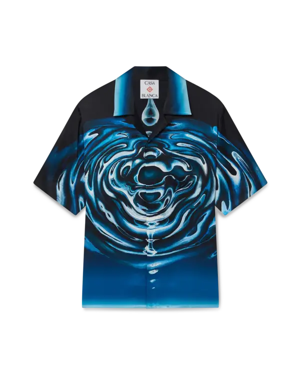 Casablanca Warped Logo Repeat Silk Short Sleeve Shirt