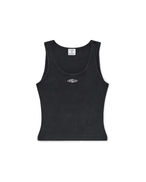 Casablanca Ribbed Tank Top - Black