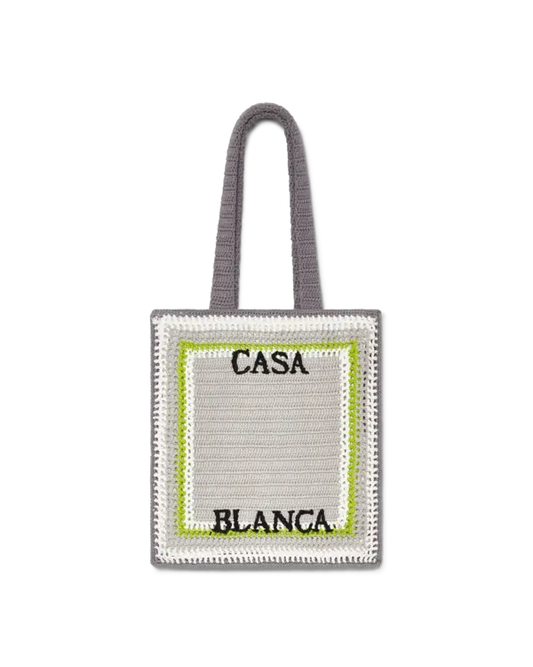 Casablanca Grey Stripe Crochet Bag - Multicolor