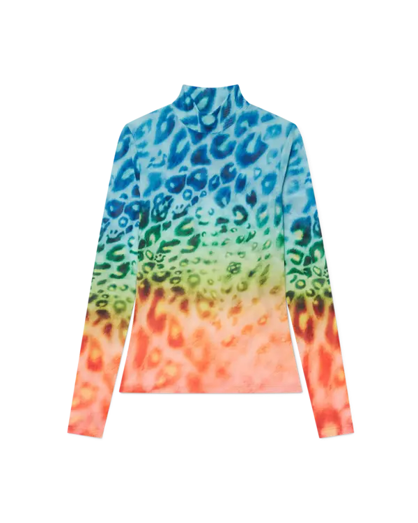 Casablanca Leopard Printed Long Sleeve Mesh Top