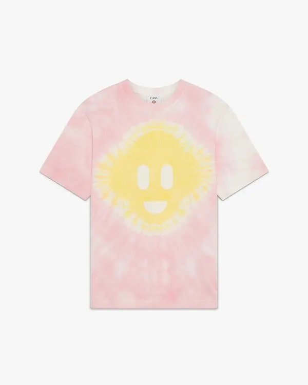 Casablanca Tie Dye Oversized Cc Smile Short Sleeve T-shirt - Pink