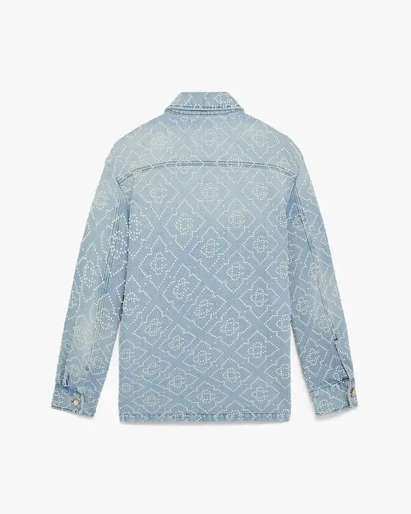 Casablanca Pearl Monogram Long Sleeve Denim Shirt