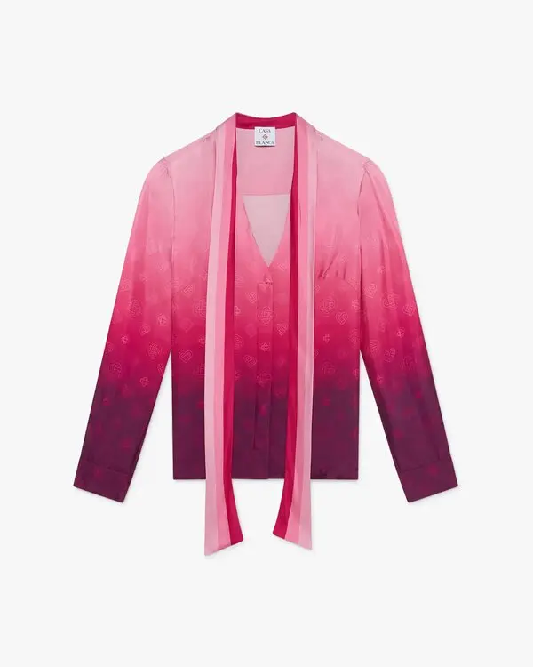 Casablanca Silk Blouse With Gradient Diamond Monogram