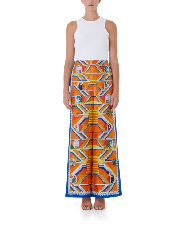 Casablanca Escalier Infini Silk Wide Leg Trousers