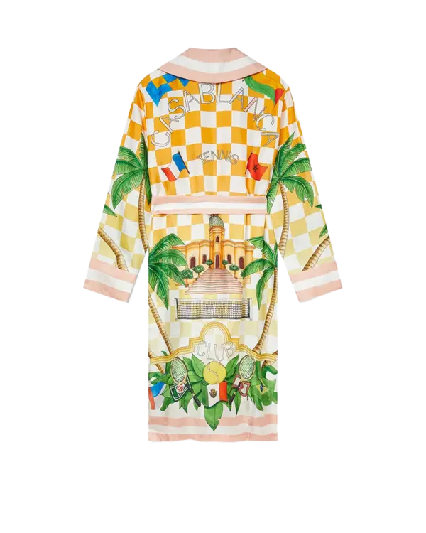 Casablanca Tennis Club Silk Robe - Multicolor