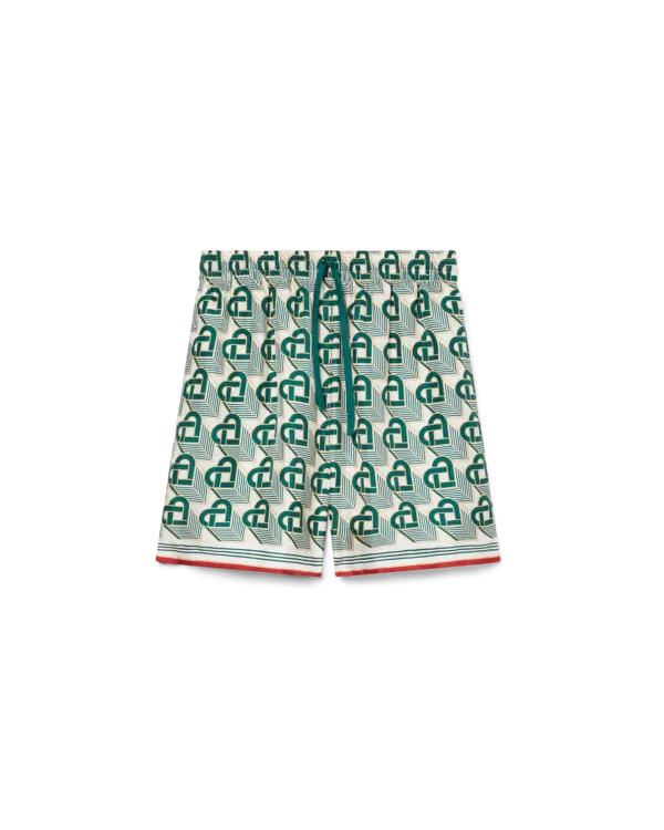 Casablanca Heart Monogram Silk Shorts - Green
