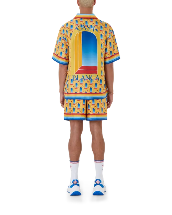 Casablanca L'arche De Jour Cuban Collar Silk Shirt