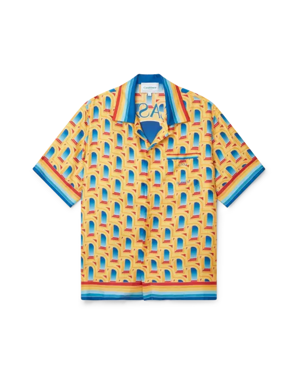 Casablanca L'arche De Jour Cuban Collar Silk Shirt