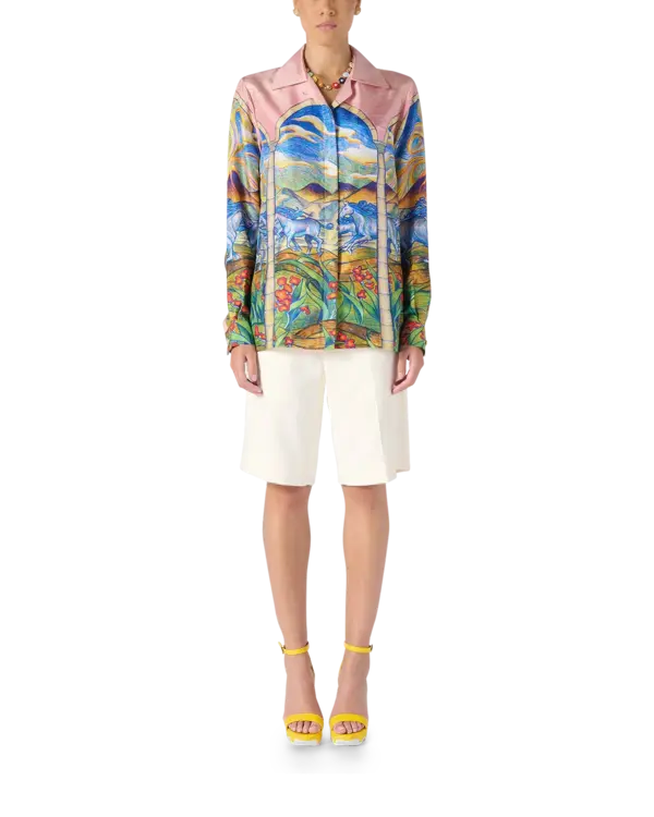 Casablanca Chevaux Sauvages Printed Silk Shirt
