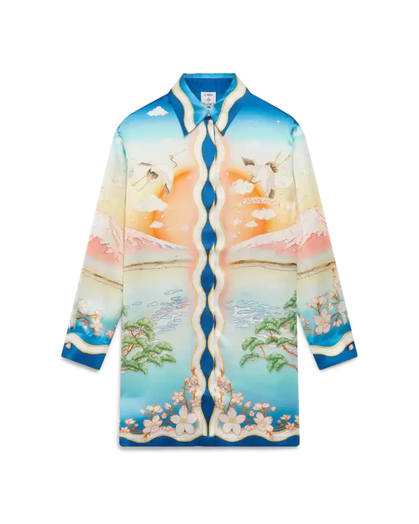 Casablanca Tennis Club Silk Shirt Dress - Multicolor