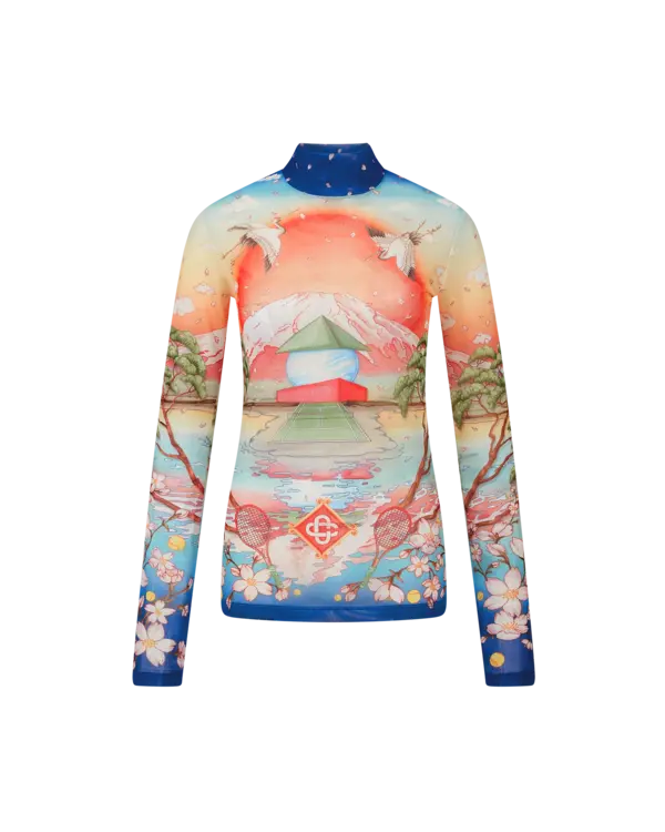 Casablanca Tennis Club Mesh Long Sleeve Top
