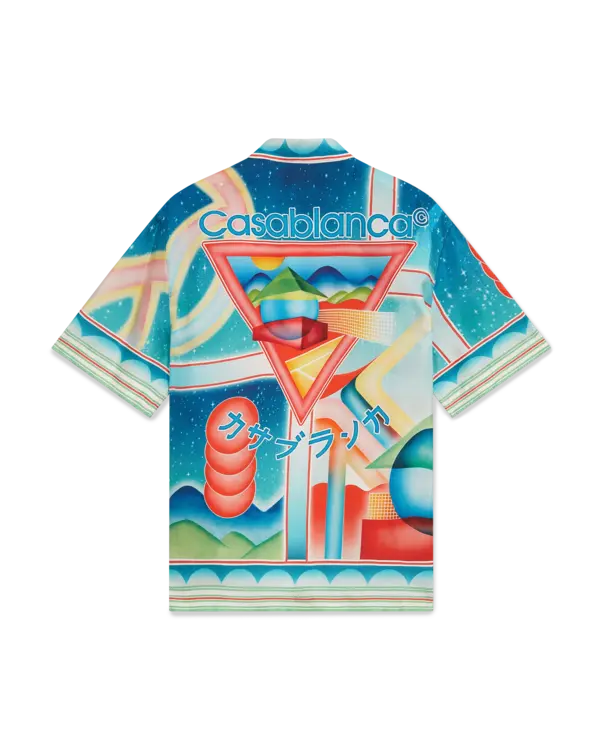 Casablanca Galaxy Court Silk Short Sleeve Shirt - Multicolor