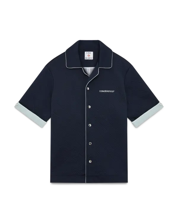 Casablanca Monogram Jacquard Knit Short Sleeve Shirt