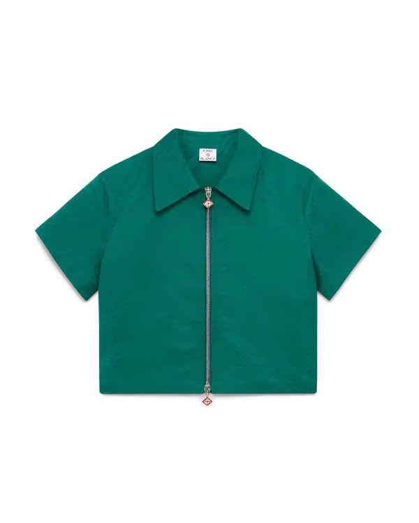 Casablanca Cotton Monogram Jacquard Cropped Shirt