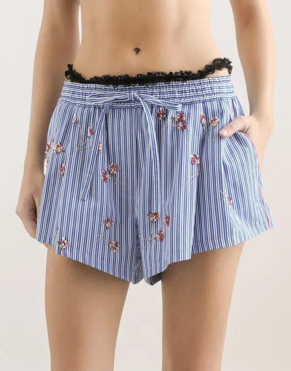 Dolce & Gabbana Crystal Flower-print Cotton Shorts