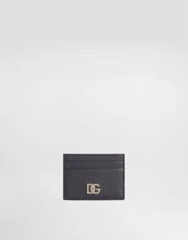 Dolce & Gabbana Calfskin Card Holder With Logo - Blue