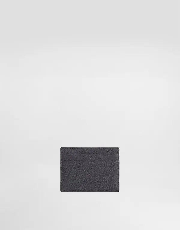 Dolce & Gabbana Calfskin Card Holder With Logo - Blue