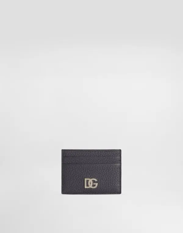 Dolce & Gabbana Calfskin Card Holder With Logo - Blue