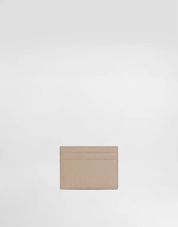 Dolce & Gabbana Calfskin Card Holder With Logo - Beige