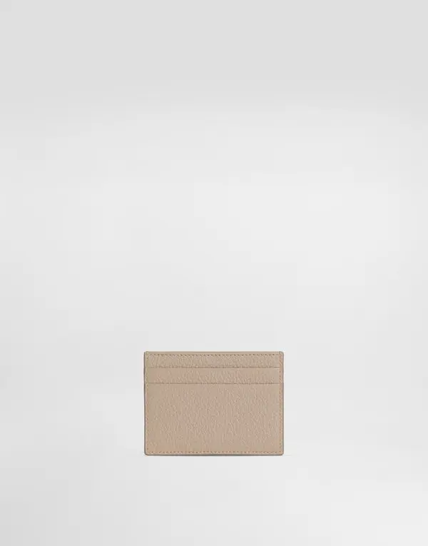 Dolce & Gabbana Calfskin Card Holder With Logo - Beige