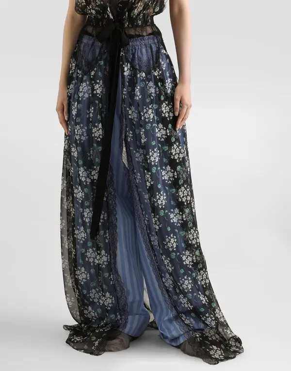 Dolce & Gabbana Geranium Bouquets-print Chiffon Dressing Gown