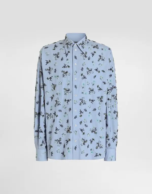 Dolce & Gabbana Cotton Shirt With Embroidery - Azure