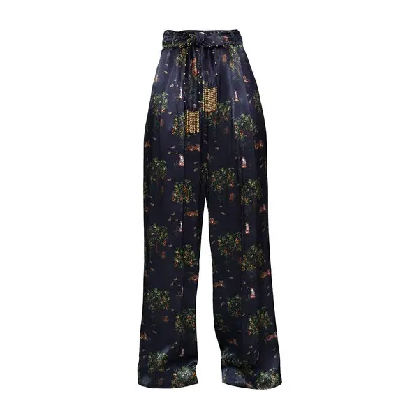 ASHAKI Shanti Tiger" Printed Wide-leg Trousers - Black