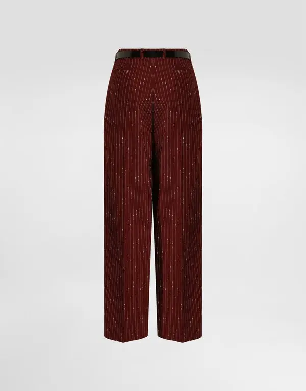 Dolce & Gabbana Pinstriped Trousers With Belt - Multicolor