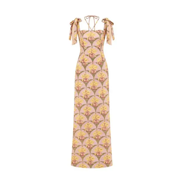 MANUELA CABRALES Triana Block Print Maxi Dress - Pink