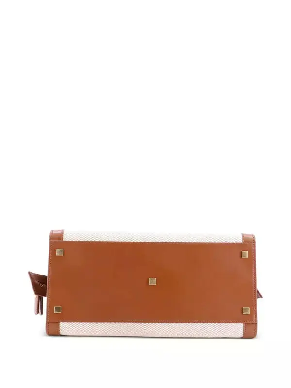 Saint Laurent Uptown Tote Satchel Canvas And Leather - Brown